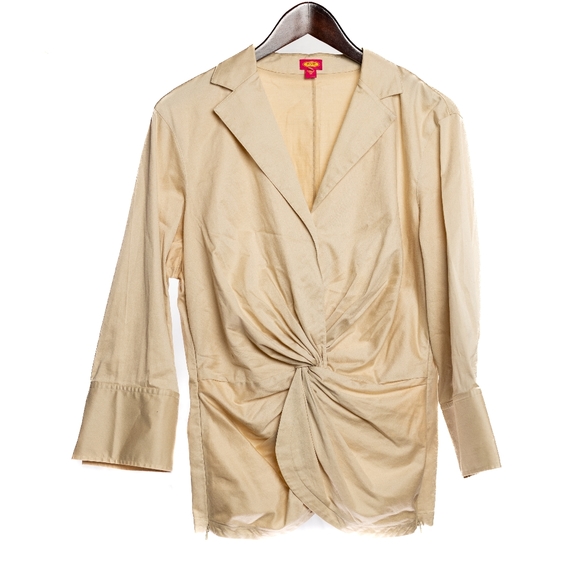 eye | Tops | Eye Brand Beige Button Down With Waist Defining Detail ...